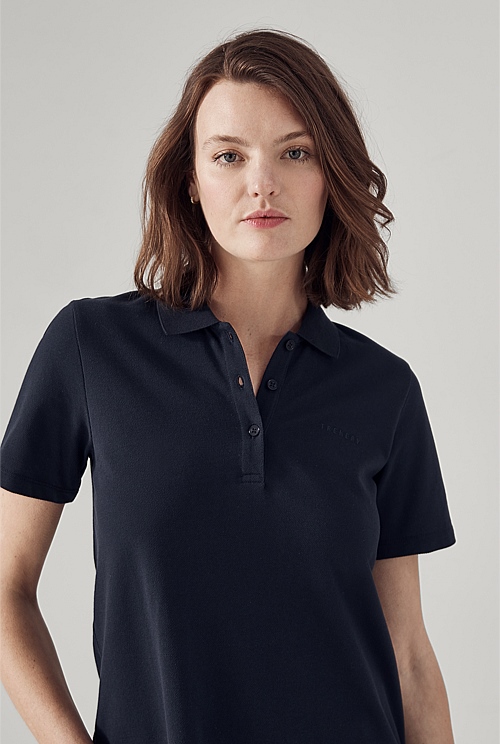 Night Sky Classic Pique Logo Polo - WOMEN T-Shirts & Tops | Trenery