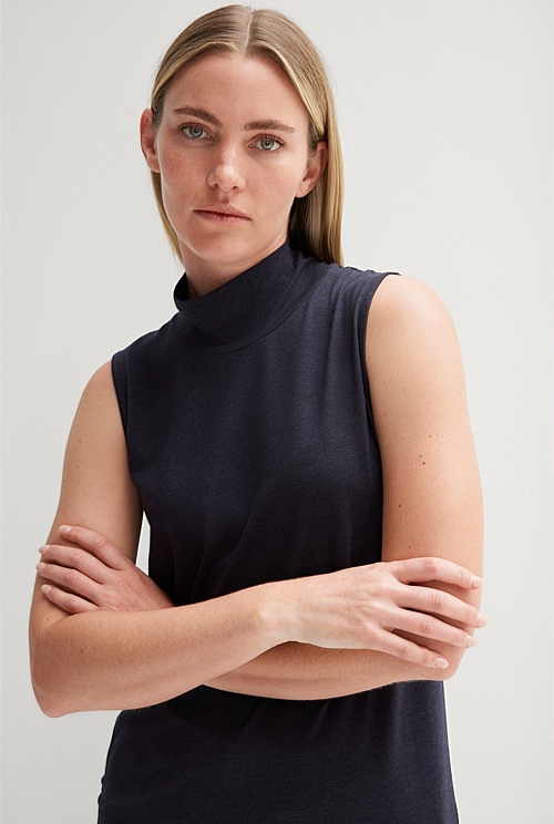 Night Sky Mock Neck Tank - WOMEN T-Shirts & Tops | Trenery