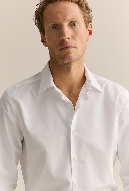 White Tailored Fit Poplin Smart Shirt - MEN Shirts | Trenery