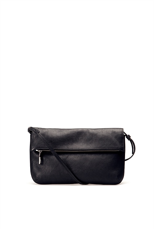 Black Leather Sling Bag - WOMEN Handbags | Trenery