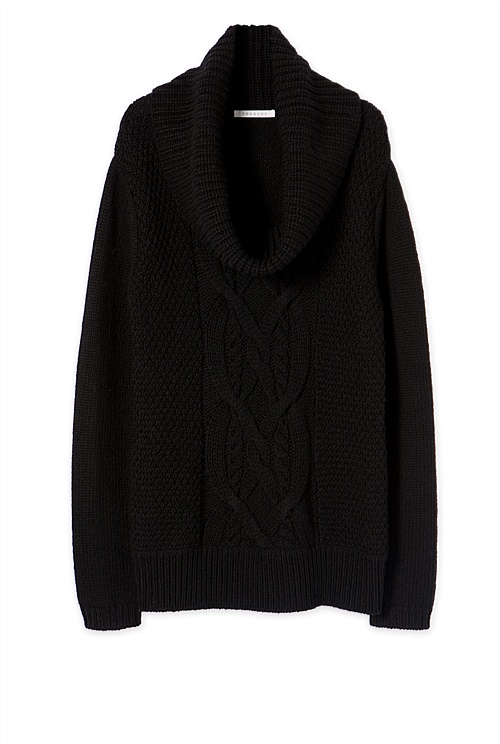 Black Cable Rollneck - WOMEN Knitwear | Trenery