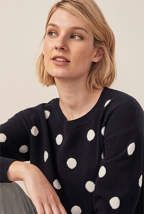 Night Sky Relaxed Spot Knit - WOMEN Knitwear | Trenery